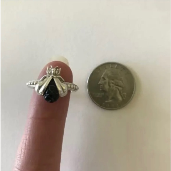 SLANE | Jewelry | Slane Black Onyx Diamond And Sterling Bee Ring ...